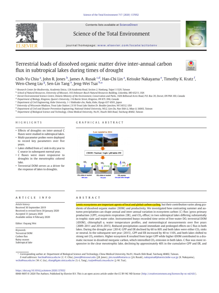 2020 - Chiu - Terrestrial Loads of Dissolved Organic Matter Drive Inter ...