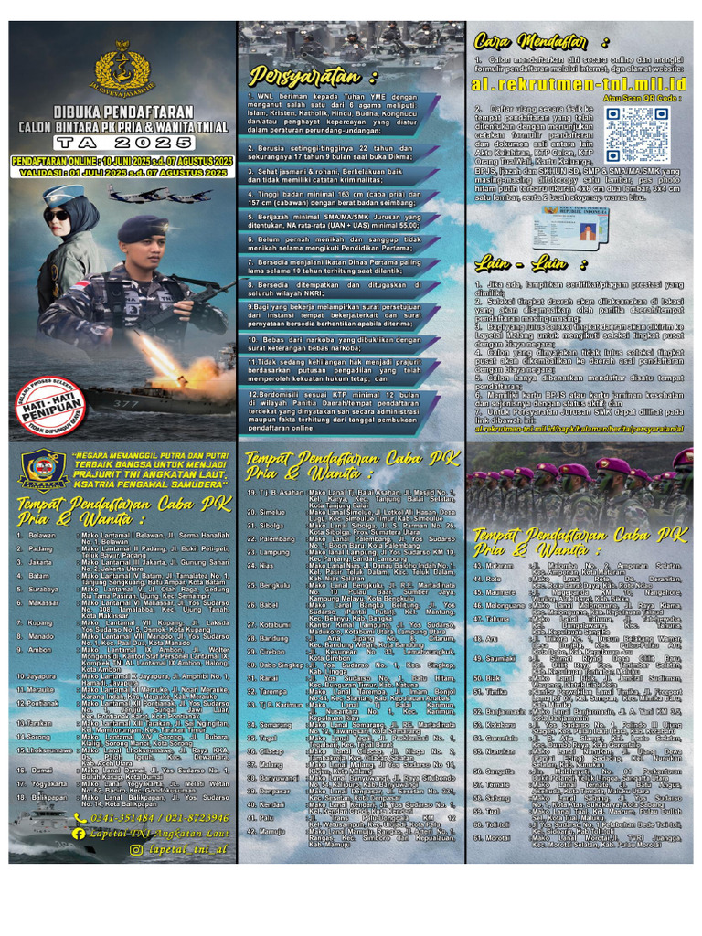 Brosur Penerimaan Calon Bintara PK TNI AL Gel II TA 2025 | PDF