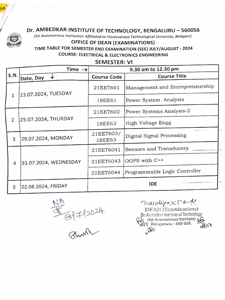 Time Table | PDF