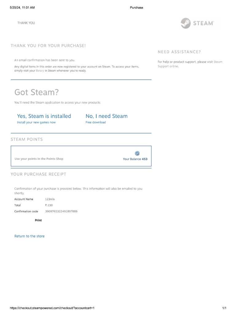 Amazon Steam Bill | PDF