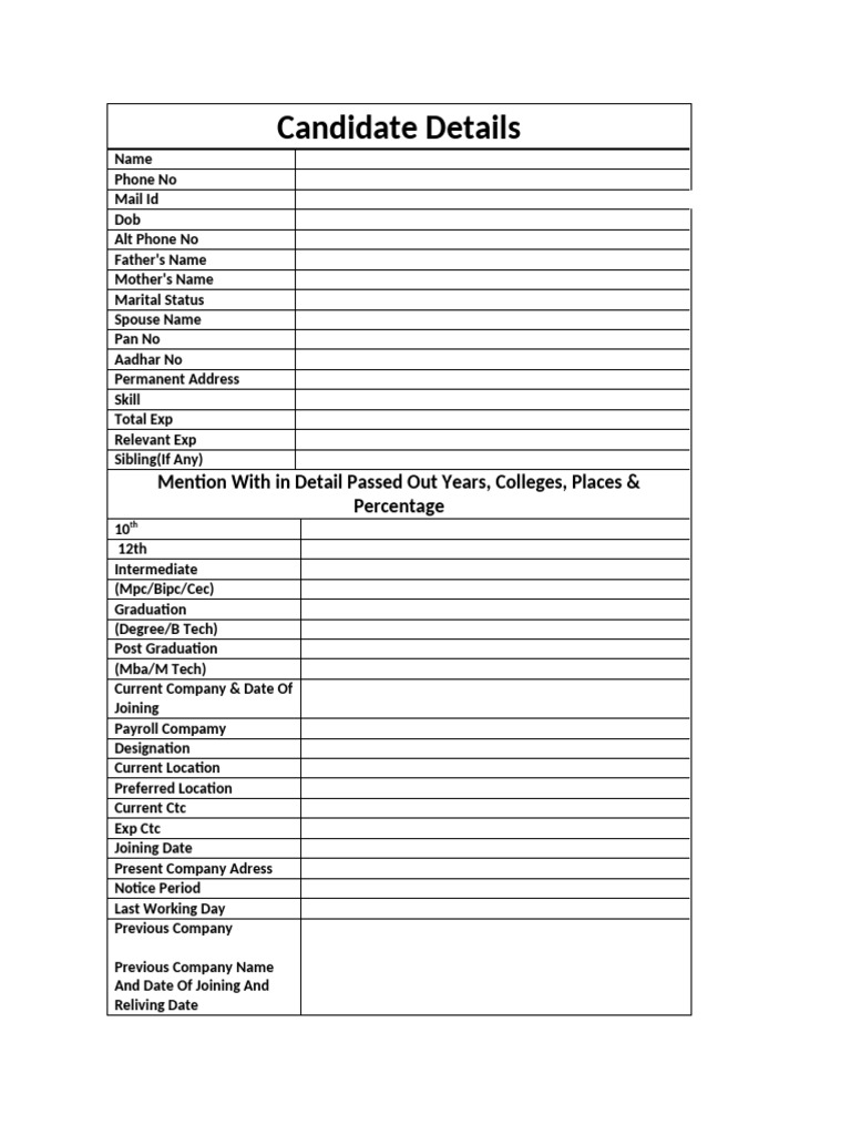 Candidate Information and Experience Summary | PDF