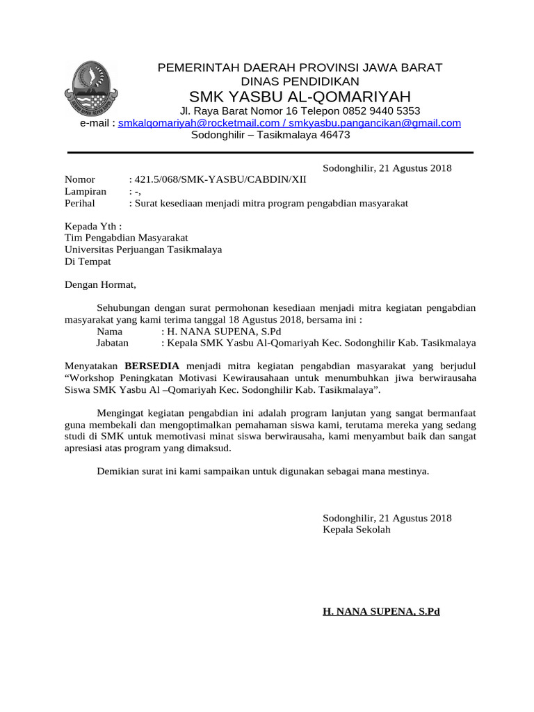 3 - 01 - 003 - Surat Persediaan Menjadi Mitra Program Masyarakat | PDF