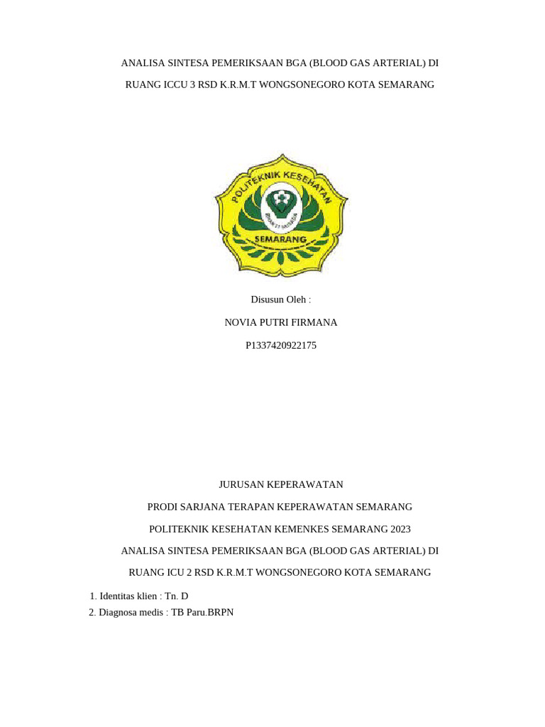 Analisis BGA di ICU RSD Wongsonegoro | PDF