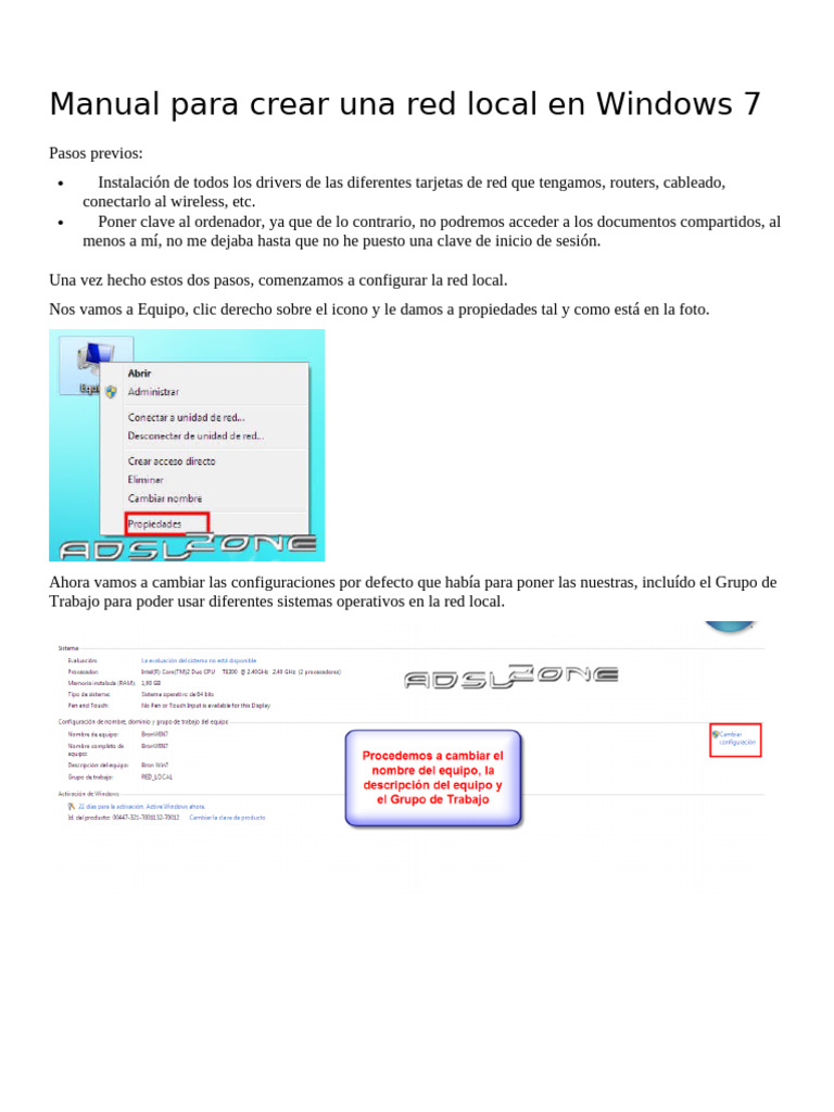 Manual para Crear Una Red Local en Windows 7 | PDF | Windows 7 | Microsoft Windows