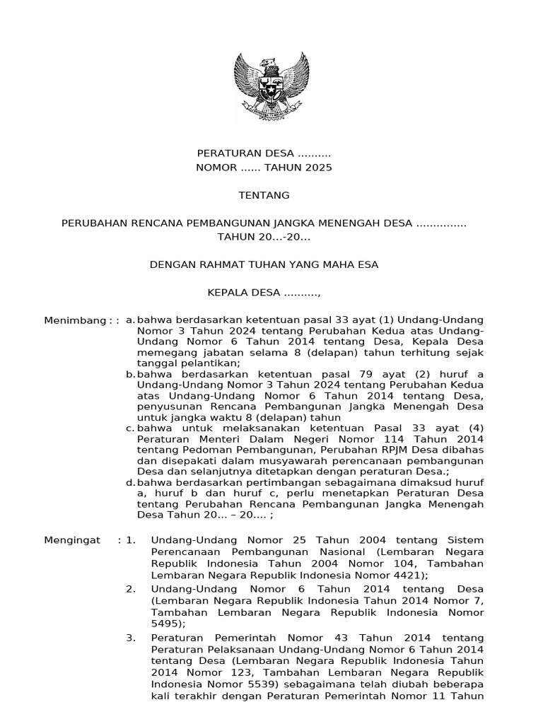 5. Perdes RPJM Desa. | PDF