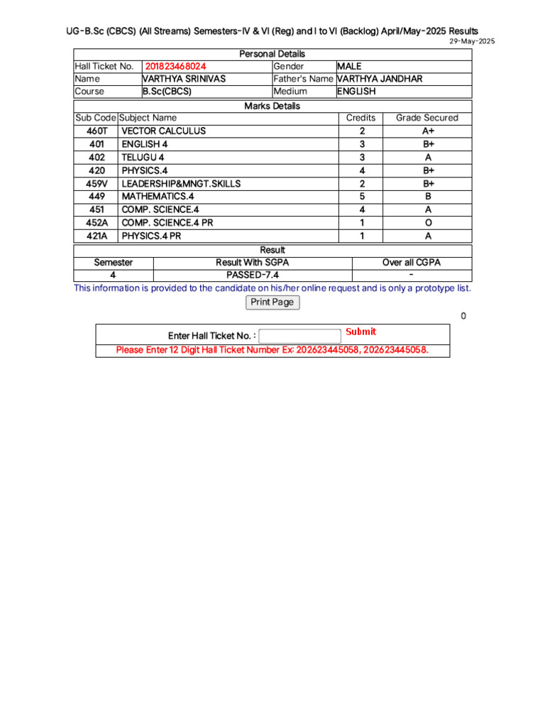 Osmania University Results - 2025 | PDF