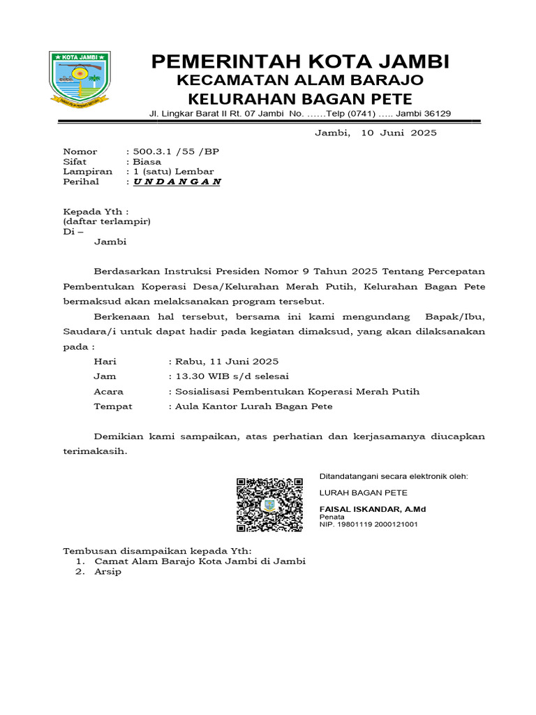 surat undangan koperasi merah putih | PDF