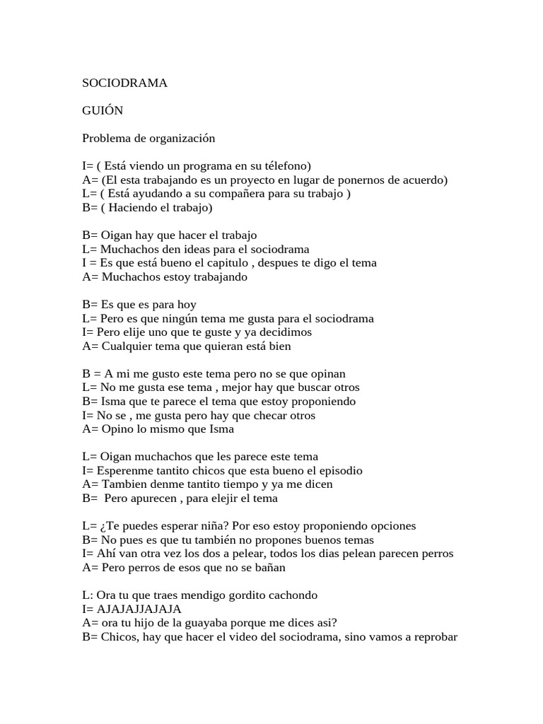 Guión de Sociodrama: Conflictos Grupales | PDF