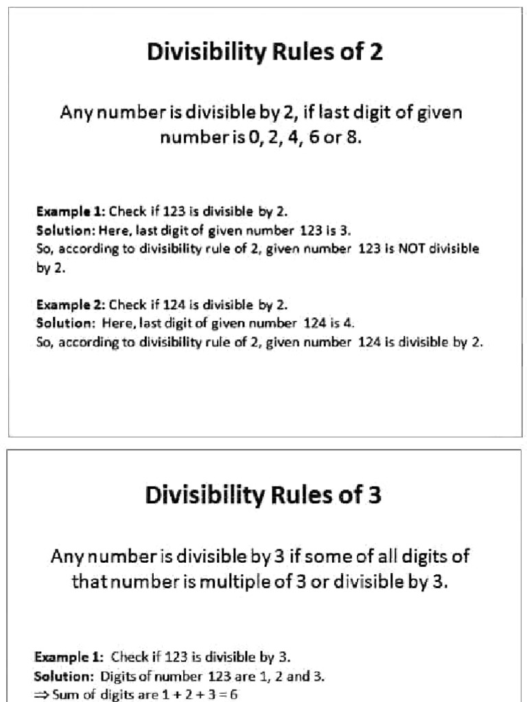 Divisibility Rule 2-19 | PDF