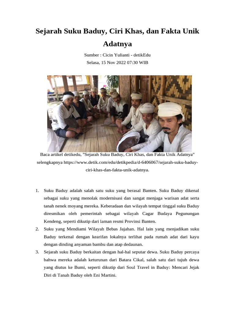 Fifi Suku Baduy | PDF