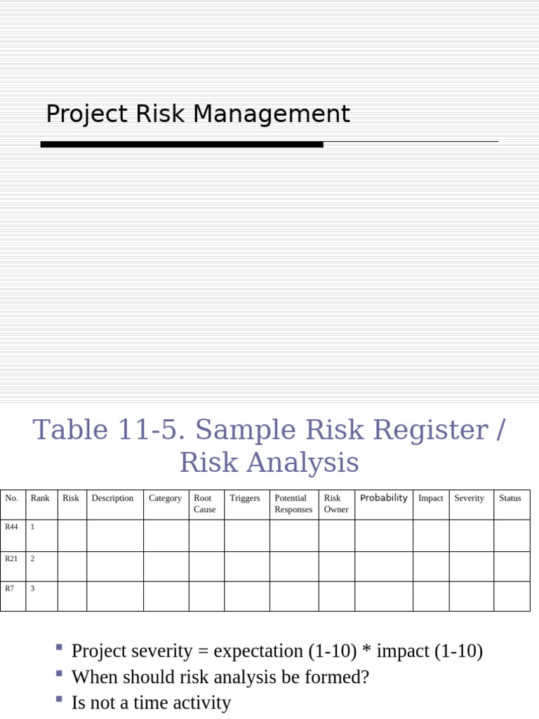 Lecture 11 - Project Risk Management | PDF | Risk | Sensitivity Analysis