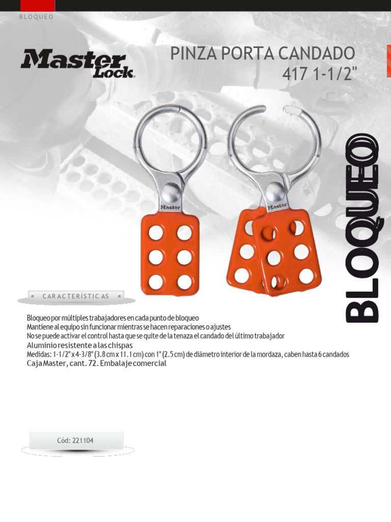 FT Pinza Porta Candado Master Lock 417-1-1 2 221104 1 | PDF