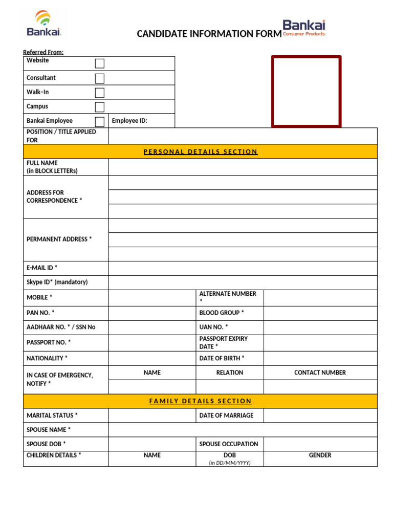 Bankai HRD Form - BCPPL 3 | PDF