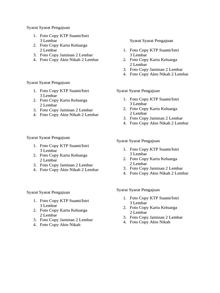 Syarat Pengajuan Dokumen Penting | PDF