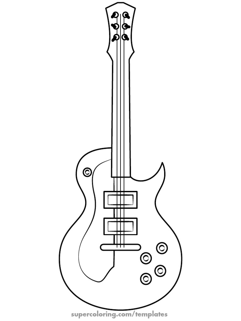 Electric Guitar Outline Template Paper Crafts | PDF