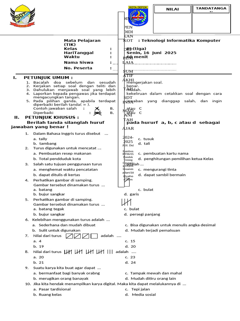 Sat Soal KLS 3 2025 | PDF