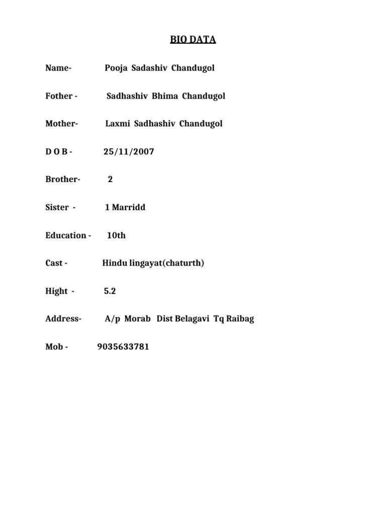 Bio Data | PDF