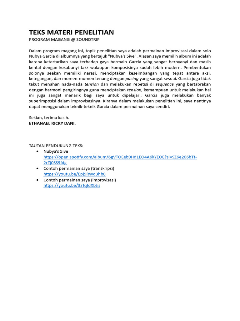Teks Magang - Ethanael Ricky Dani | PDF
