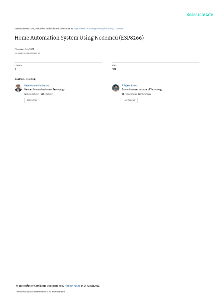 Home Automation System Using Nodemcu ESP8266 | PDF