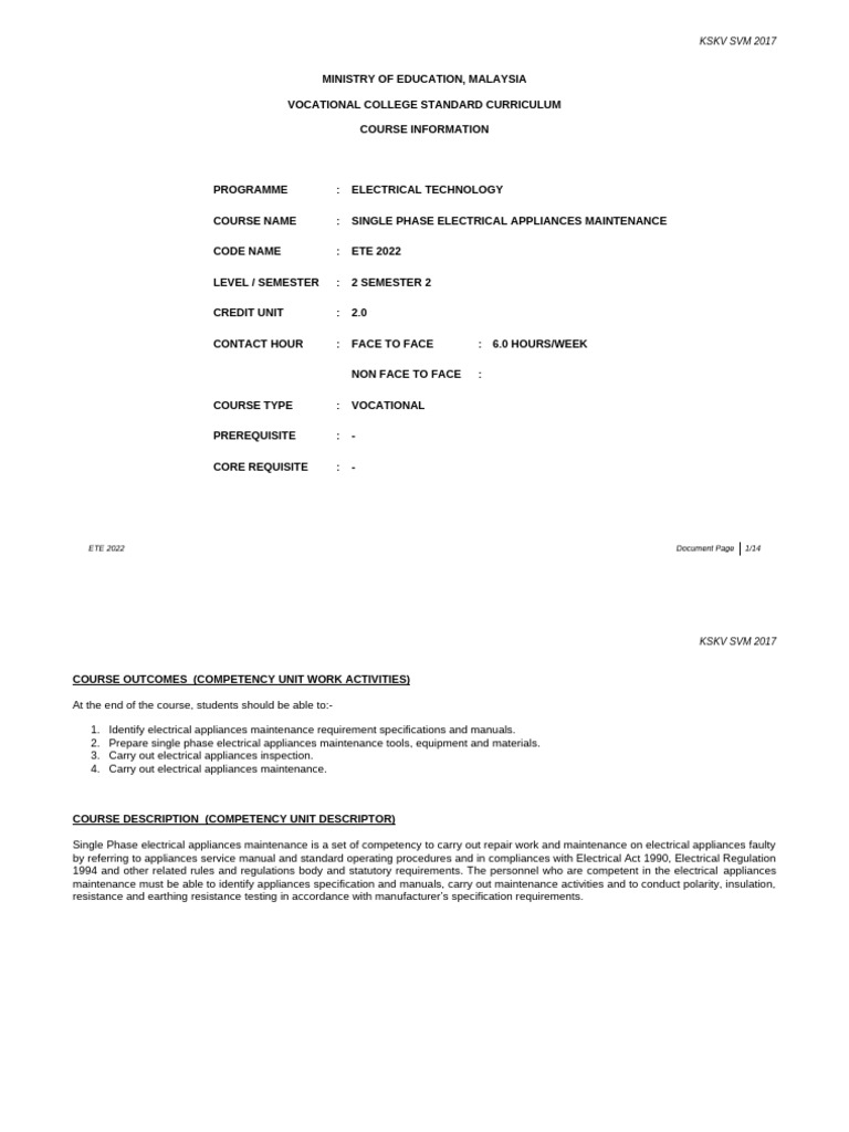 Single Phase Electrical Appliances | PDF | Electrical Wiring | Specification (Technical Standard)