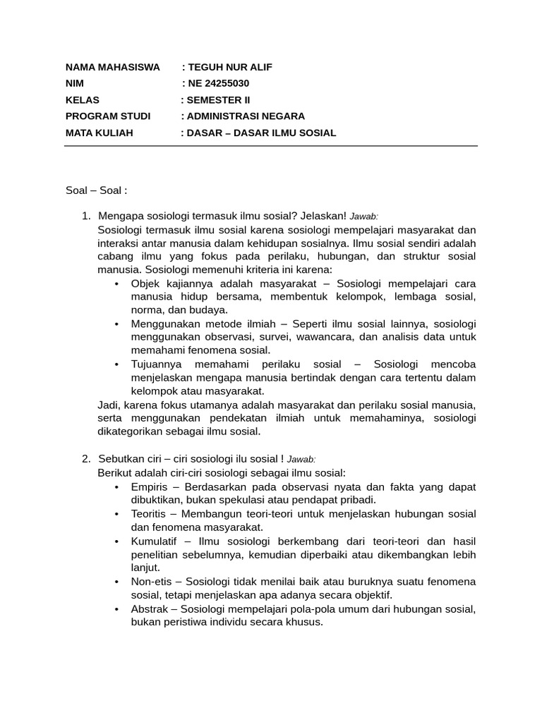 Tugas Dasar Dasar Ilmu Sosial UCUP | PDF