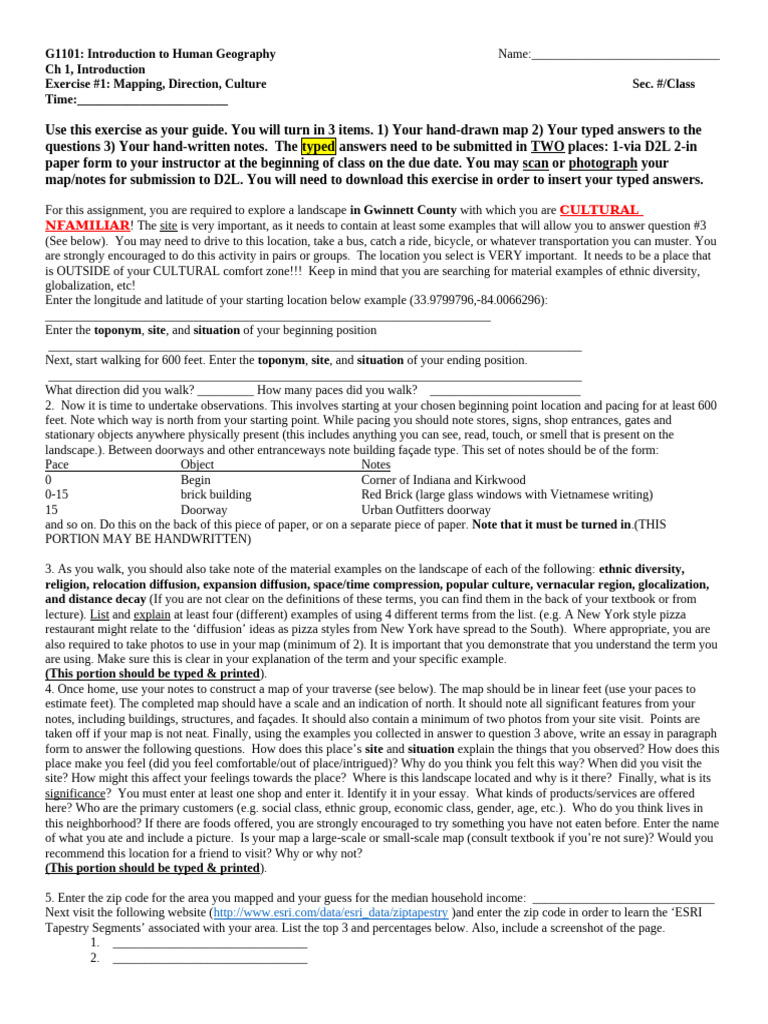 Ch01 Exercise01 Scale, Direction, Culture1 | PDF | Map