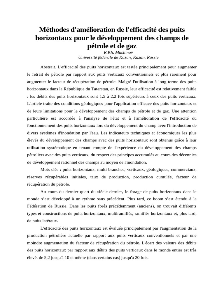 Efficacité des puits horizontaux en pétrole | PDF | Puits de pétrole ...