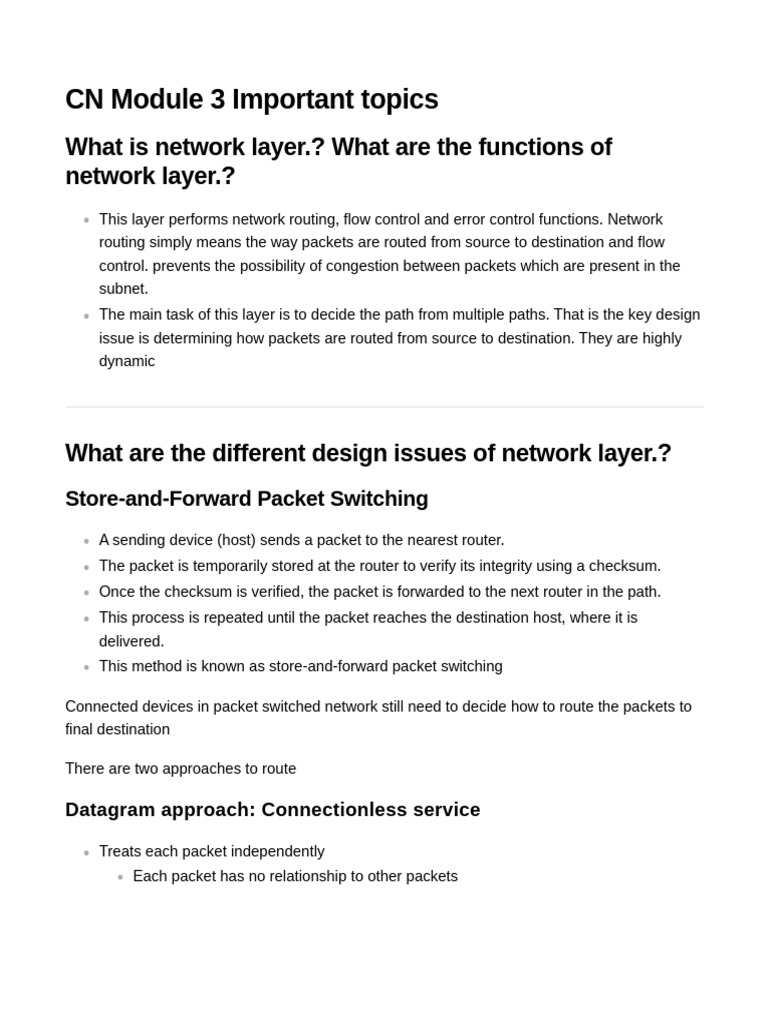 CN Module 3 Important Topics | PDF | Network Congestion | Routing