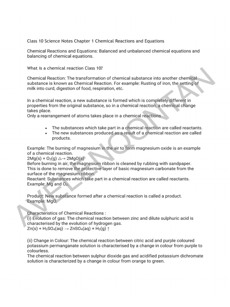 Chemical Reaction and Equations | PDF