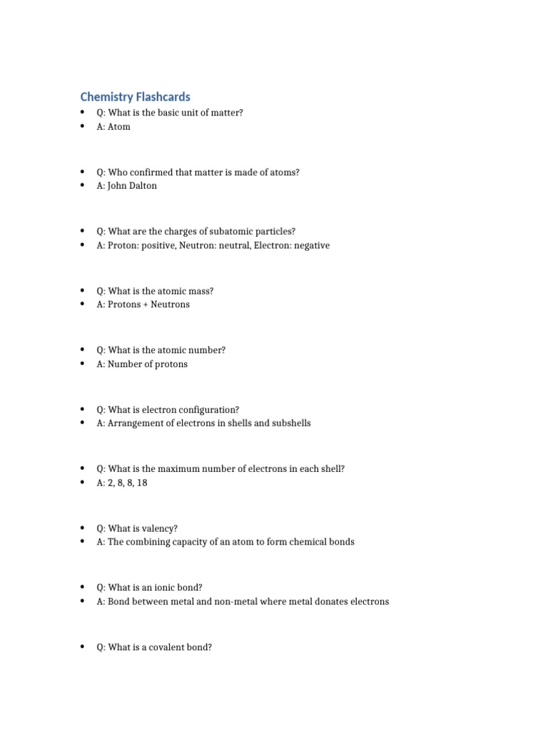 Chemistry Flashcards Quizlet | PDF | Ion | Chemical Compounds