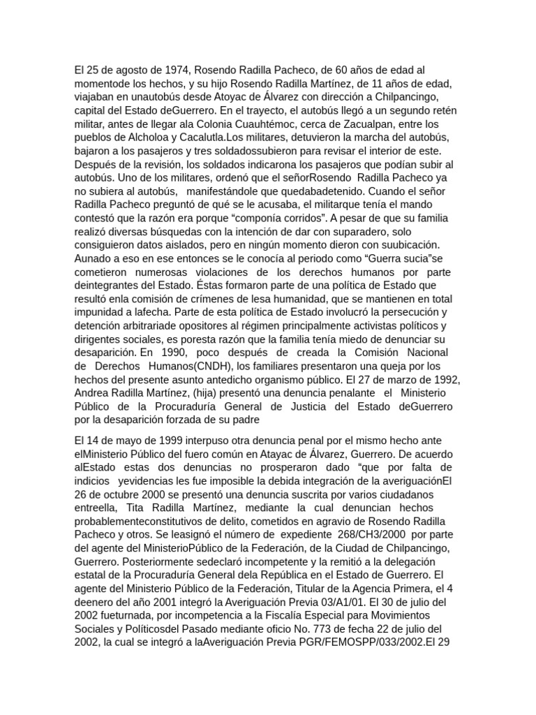 Desaparición de Rosendo Radilla Pacheco | PDF | Convenio europeo de ...