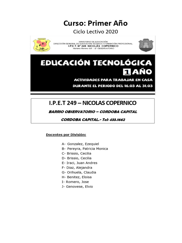 1o Ed Tecnolog 1p Cuader | PDF | Seguridad y salud ocupacional | Innovación