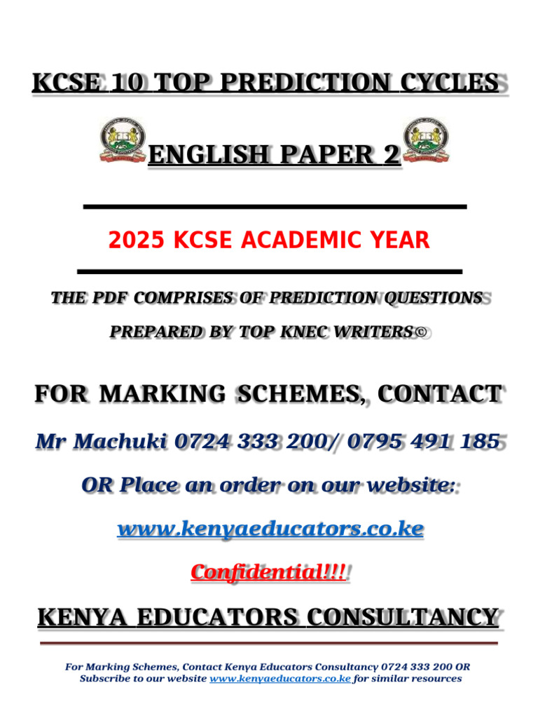Eng PP2 Kcse 2025 Top Prediction Cycles | PDF | Wealth