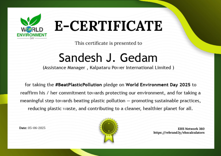 Certificate-Sandesh J. Gedam | PDF