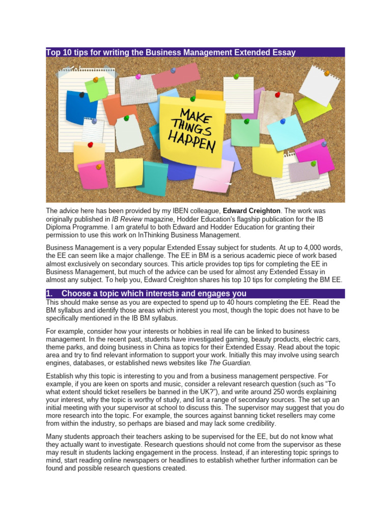 Top 10 Tips For Writing The Business Management Extended Essay | PDF ...