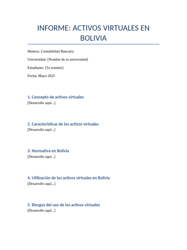 Informe Activos Virtuales Bolivia | PDF