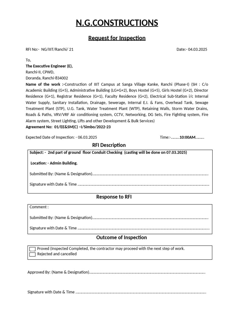 RFI-21: Inspection Request for IIIT Campus | PDF