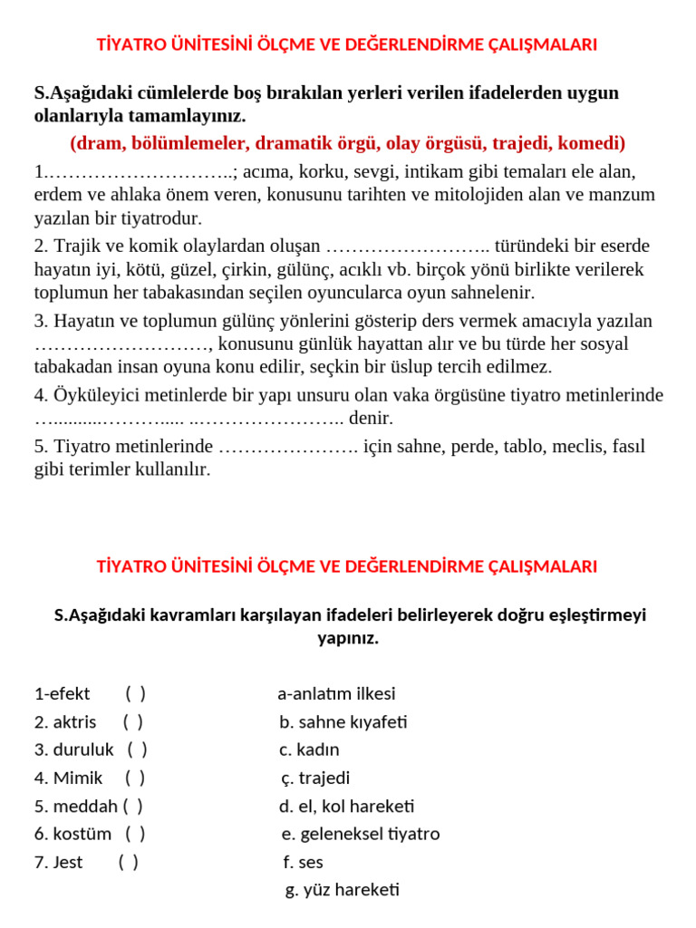 11.sinif Tde 2.dönem 2.sinav | PDF