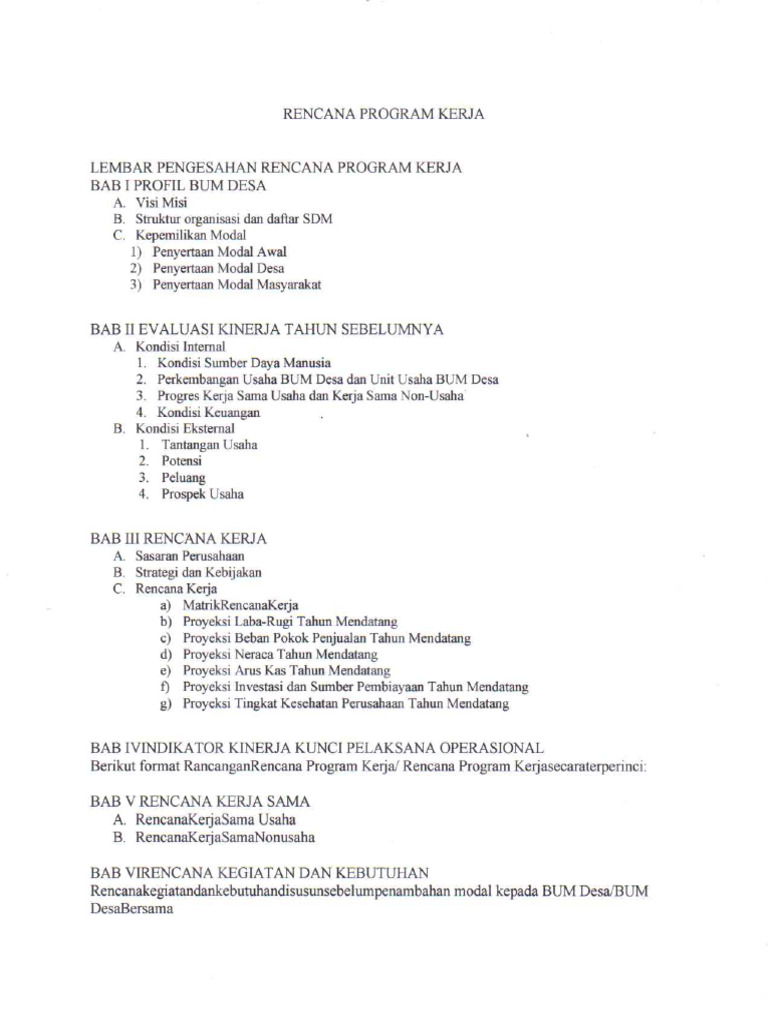 Rencana Program Kerja | PDF