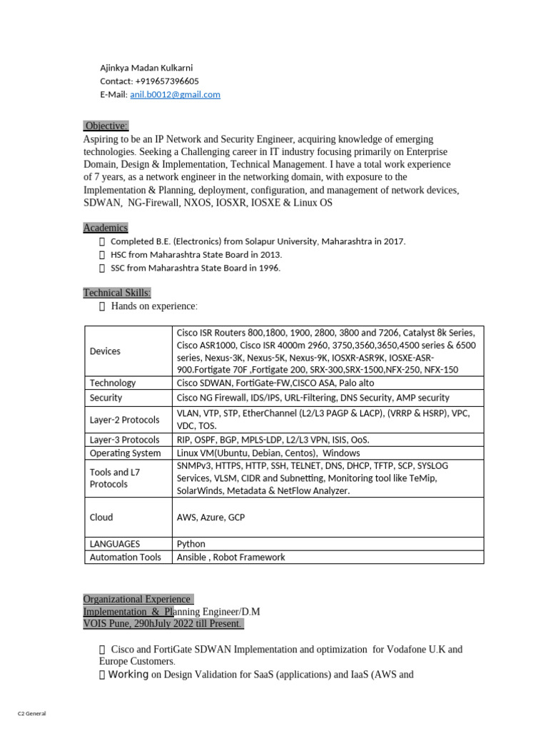 CV - Anil Bhan 14-06-2024 | PDF | Computer Network | Router (Computing)