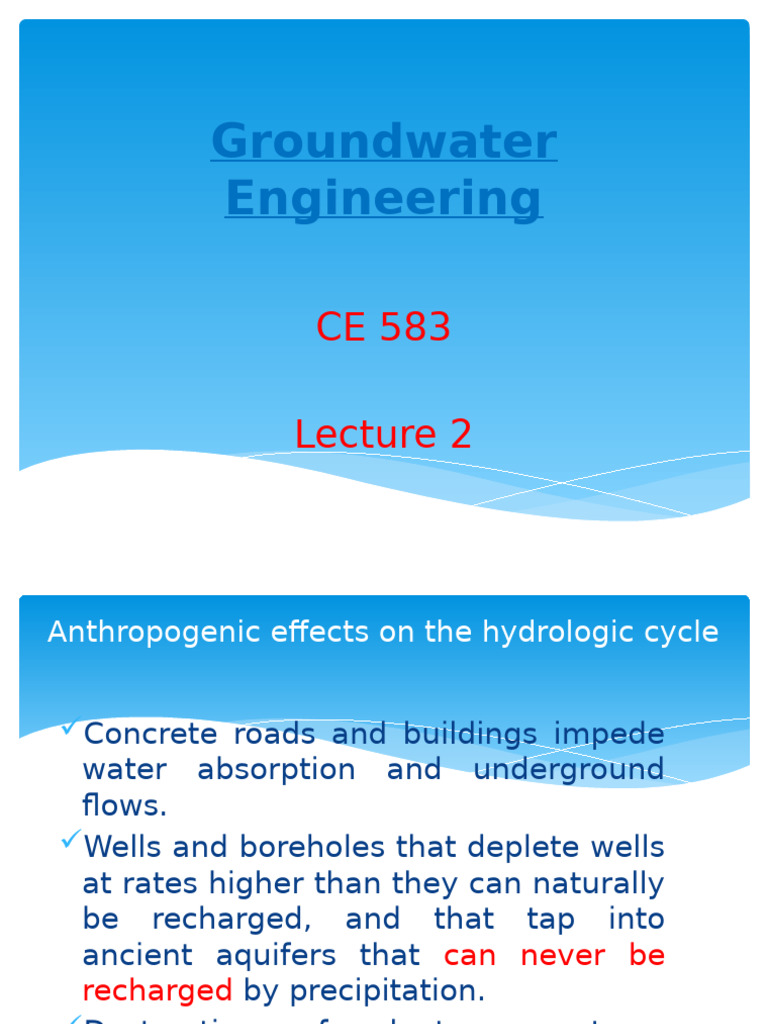 Lecture 2 - Basic Terms-CE 583 | PDF | Groundwater | Aquifer