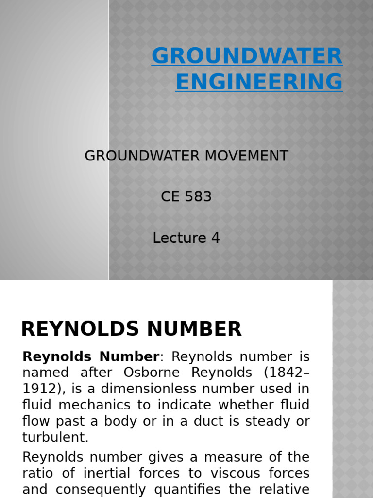 Lecture 4 - GW Movement-CE 583 | PDF | Reynolds Number | Applied And ...
