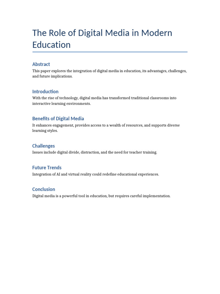 The Role of Digital Media in Modern Education | PDF