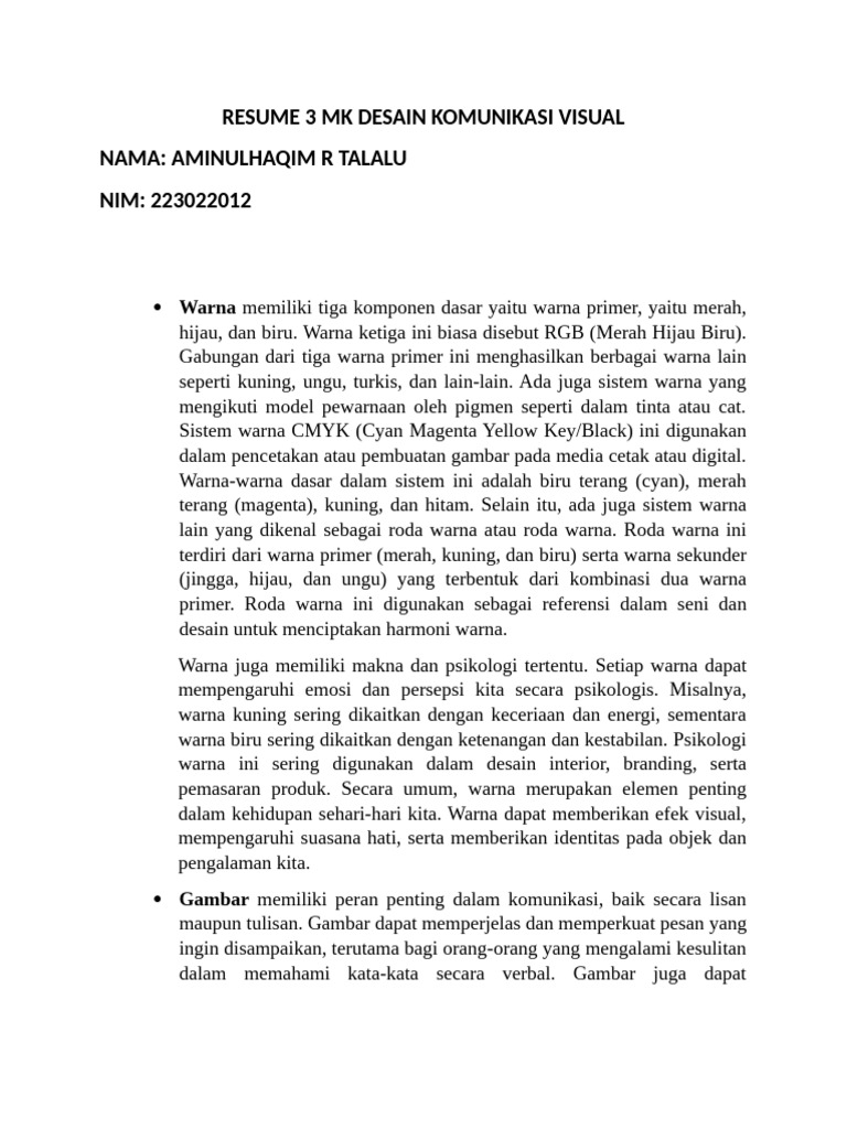 Resume 3 Mk Desain Komunikasi Visual | PDF