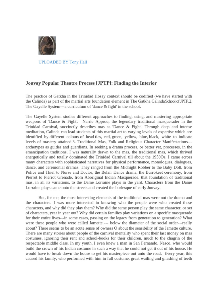 Jouvay Theatre: Trinidad's Mas Traditions | PDF | Mask