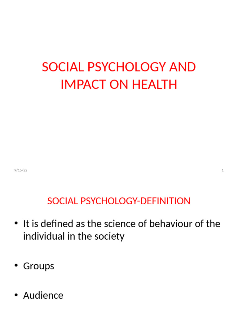 1.social Psychology and Impact On Health-Mbbs | PDF
