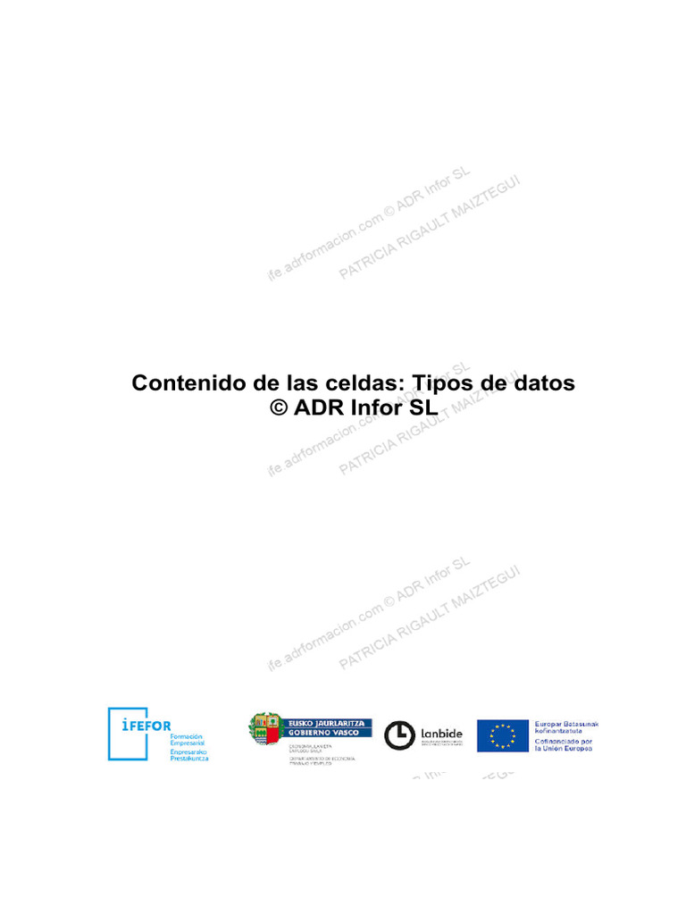 02 Contenido de Las Celdas Tipos de Datos | PDF | Microsoft Excel ...