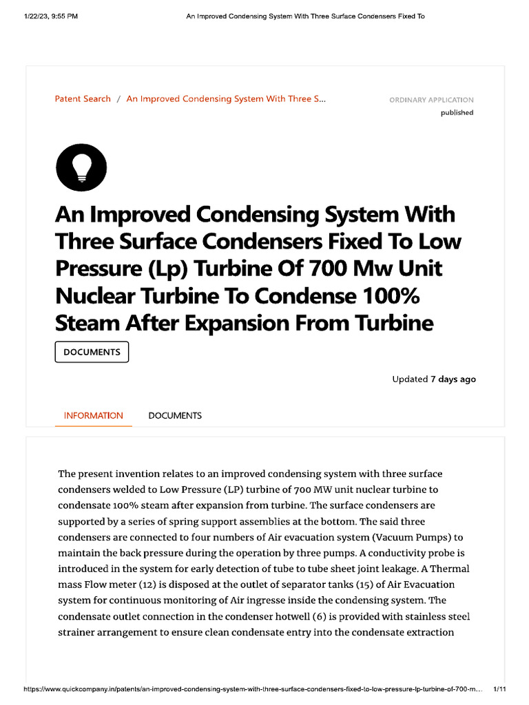 An Improved Condensing System With Three Surface Condensers Fixed To | PDF