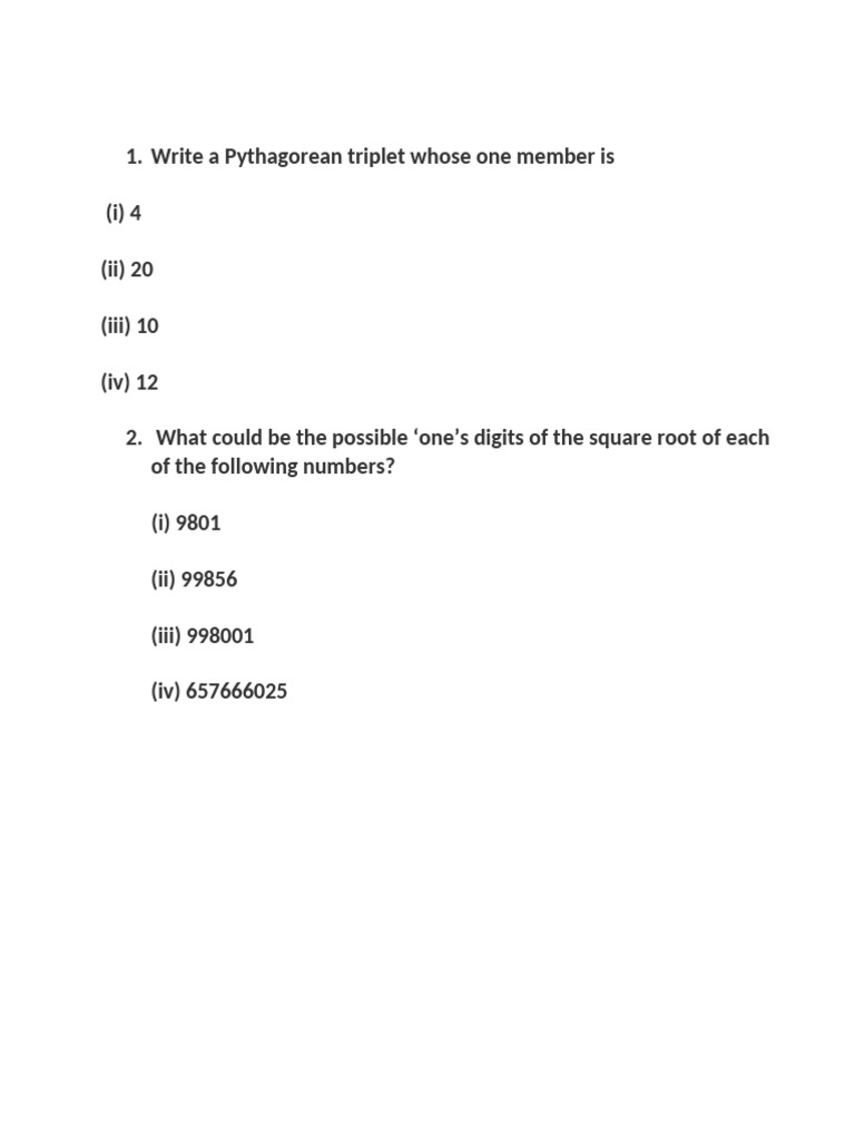 Pythagorean Triplet | PDF