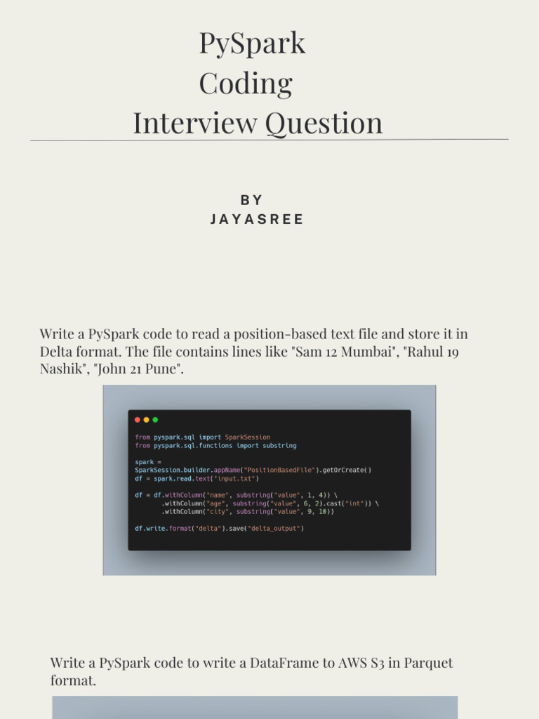 PySpark Coding Interview Question 1748357591 | PDF